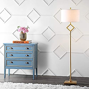 JONATHAN Y JYL3064A Juno 62.5" Metal LED Floor Lamp, Contemporary, Modern, Transitional, Office, Living Room, Family Room, Dining Room, Bedroom, Hallway, Foyer, Gold Leaf
