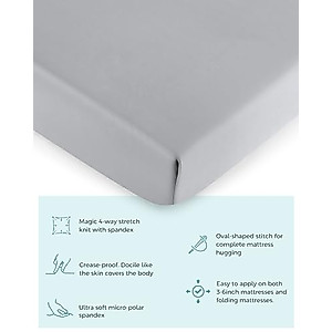 Forias Fitted Sheet for Folding Mattress, Compatible with 4inch, 6inch Size Trifold Mattress,4-Way Stretch Knit, Snug Fit, Ultra-Soft and Cozy Washable Fitted Sheet (Twin)