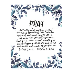 Pray and Receive God's Peace - Inspirational Quotes Wall Art, Motivational Wall Art Picture Print for Living Room Wall Decor, Scripture Wall Decor, Kitchen Decor, Home & Office Decor. Unframed - 8x10