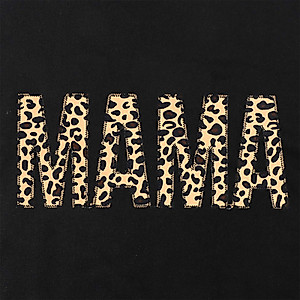 EGELEXY Mama Sweatshirts Women Embroidery Mom Life Blouse Mama Crewneck Pullover Long Sleeve Tops Black