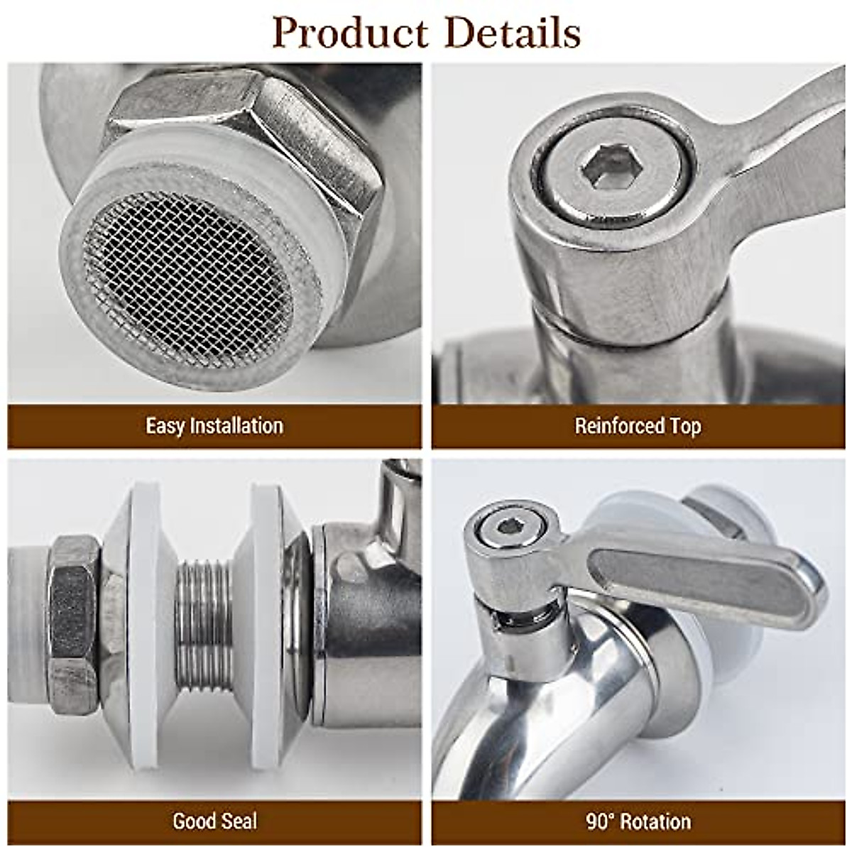 Omoojee Stainless Steel Spigot for Beverage Dispenser, 1 Water Dispenser Replacement Part, Outdoor Water Faucet for Sun Tea Jar, Party, Camping