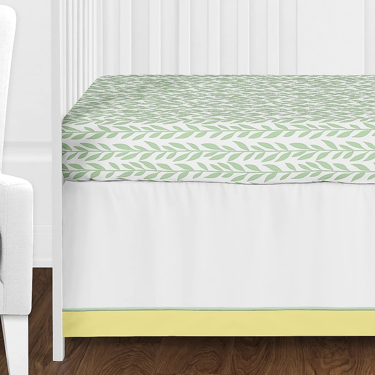 Sweet Jojo Designs Yellow, Green and White Sunflower Boho Floral Baby Girl Nursery Crib Bedding Set - 11 Pieces - Farmhouse Watercolor Flower