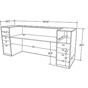 Clinton Modern Reception Desk in Black Oak with White Acrylic Front