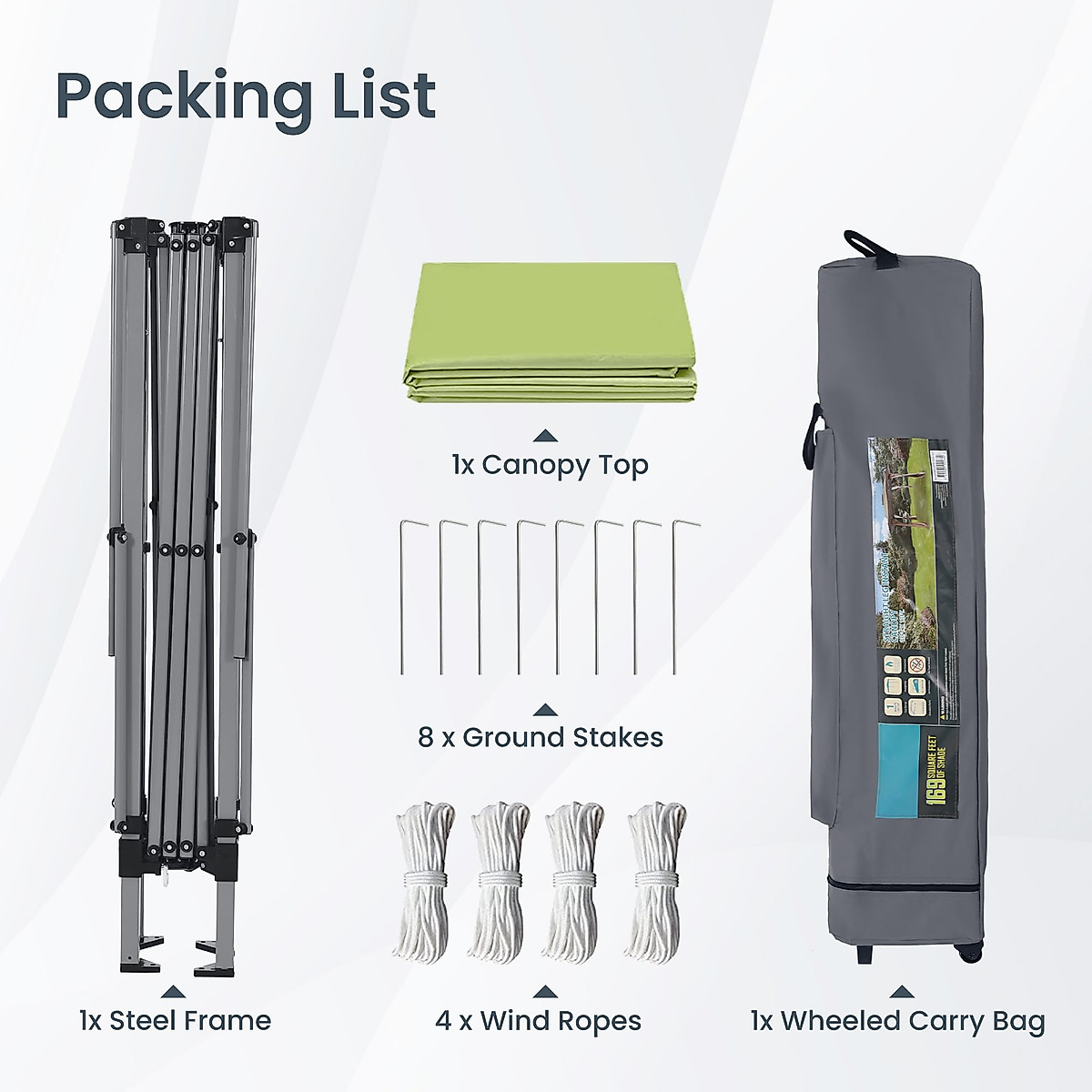 PHI VILLA Easy Set-up 13x13 Pop Up Canopy Gazebo Outdoor Tent Portable 169 sq.ft Sun Shade, Green
