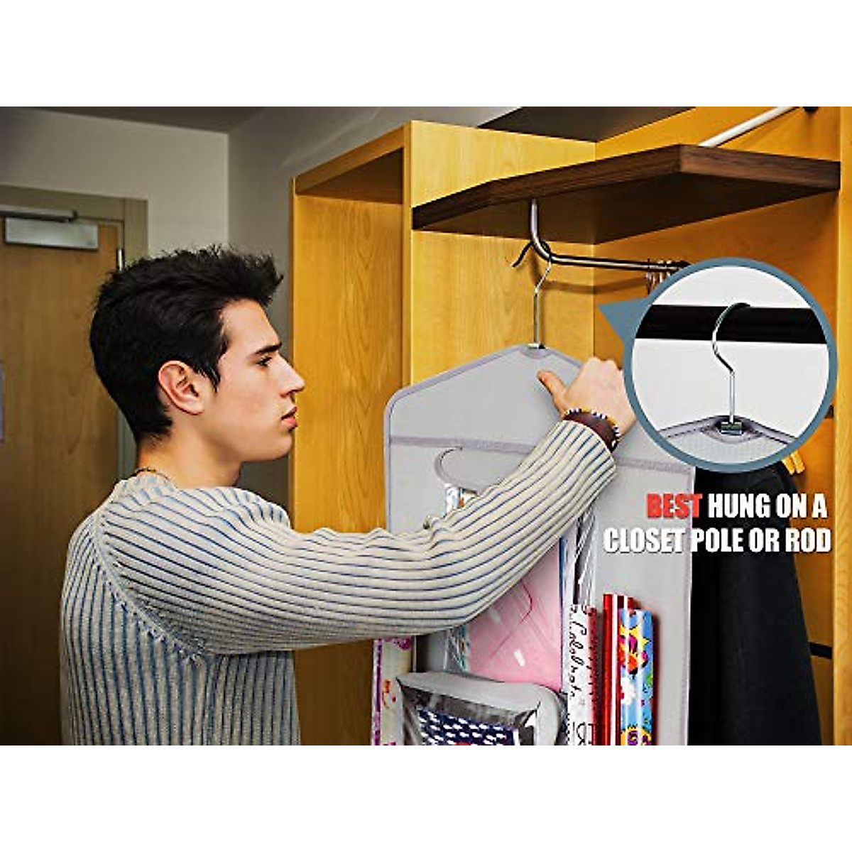 Regal Bazaar Double-Sided Hanging Gift Bag and Gift Wrap Organizer (Light Grey)