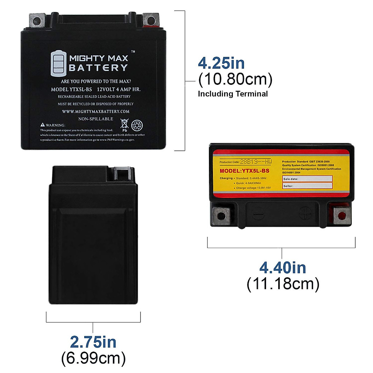 Mighty Max Battery YTX5L-BS Replacement Battery for Duralast Gold GSX5L