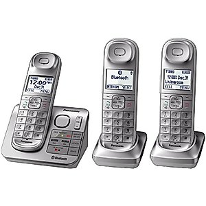 Panasonic KX-TGL463S Dect_6.0 3-Handset Landline Telephone, Silver & White