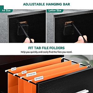 YITAHOME 4-Drawer File Cabinet with Lock, 15.86" Deep Vertical Filing Cabinet, Storage File Drawers for Letter A4-Sized Files, Need to Assemble, Black