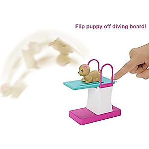 Barbie Dreamhouse Adventures Swim 'n Dive Doll, 11.5-Inch, in Swimwear, with Swimming Feature, Diving Board and Puppy, Gift for 3 to 7 Year Olds