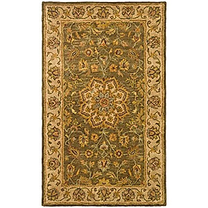 SAFAVIEH Heritage Collection Accent Rug - 3' x 5', Green & Taupe, Handmade Traditional Oriental Wool, Ideal for High Traffic Areas in Entryway, Living Room, Bedroom (HG954A)