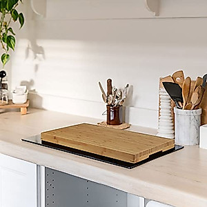 BambooMN Jenn Air Bamboo Range Burner Cover/Cutting Board, New Vertical Cut, Large (20.5"x12"x1.57")