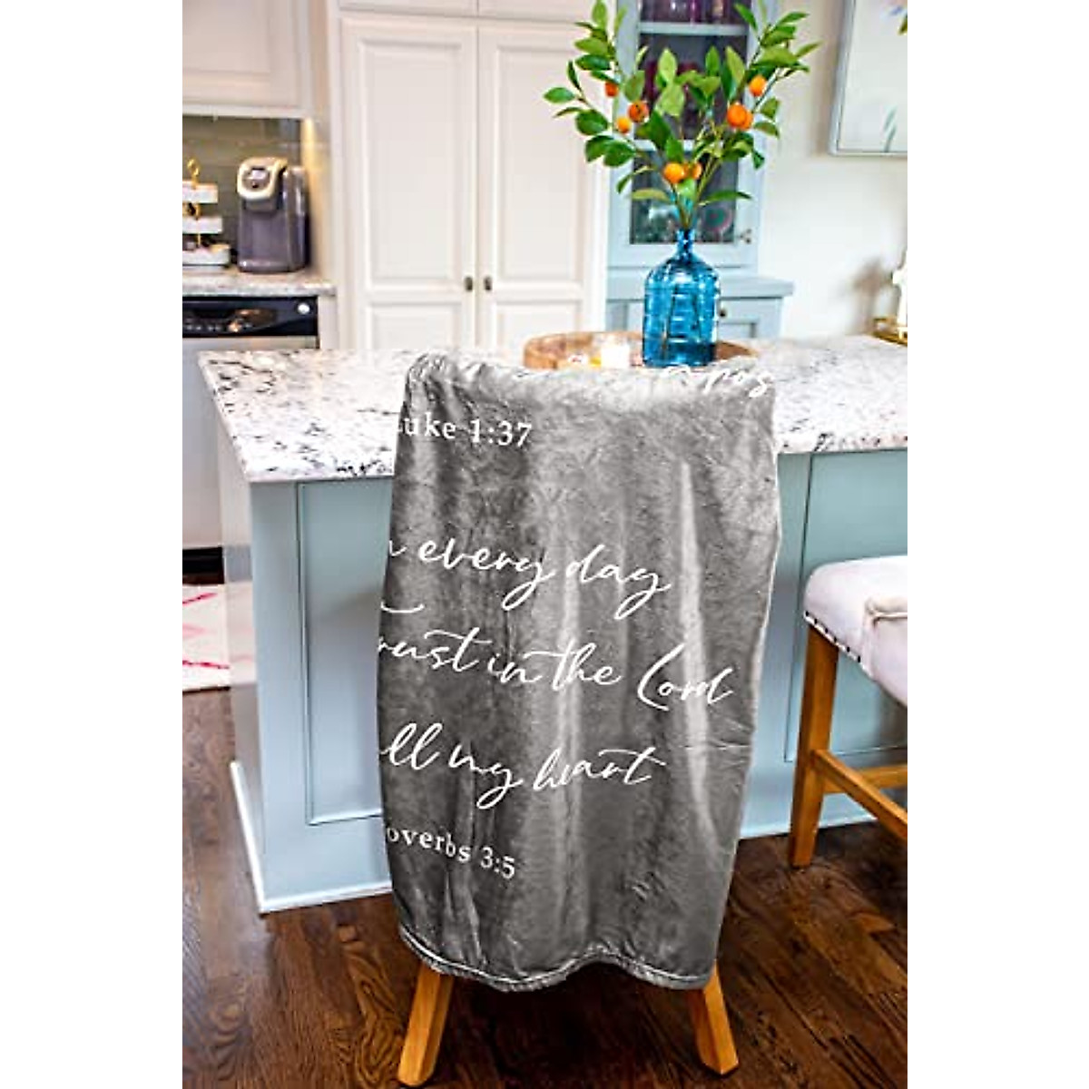 Double Creek Lightweight Scripture Throw Blanket Inspirational Verses Philippians 4:13, Luke 1:37, Proverbs 3:5, Comfort Blanket 50"x 60" Get Well Gift Men Women