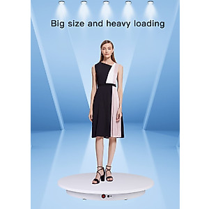JAYEGT Motorized Rotating Display Stand, 360 Degree Electric Rotating Potography Turntable for Products Display，Live Video Show, Remote Control Angle, Speed (White / 16.5inch /330Lbs Load/Wired)