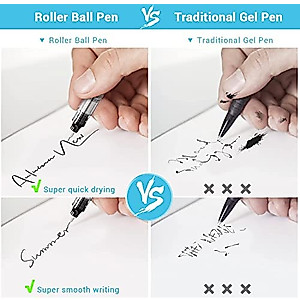Ohuhu 30 Packs Rollerball Pens: 8 Colors 0.5 mm Ultra Fine Point Pens Quick Drying Smooth Writing Liquid Ink Rolling Ball Pen for Writing Journaling Taking Notes Coloring Book School Office