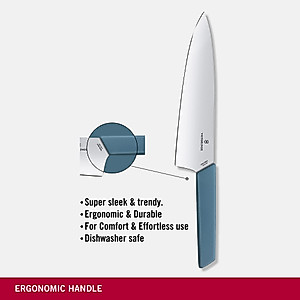 Victorinox Swiss Modern Chef's Knife - Kitchen Knife for Cutting Meat, Fruit & Vegetables - Premium Kitchen Accessories - Blue Handle, 8"