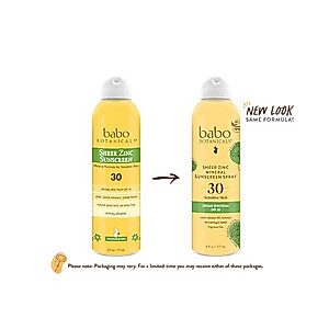 Babo Botanicals Sheer Zinc Continuous Sunscreen Spray SPF30 - Natural Zinc Oxide - Extra Sensitive Skin - Water Resistant - Vegan - Fragrance-Free - Air-Powered Spray - For all ages - 2-Pack