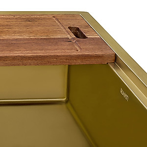 Ruvati 36-inch Matte Gold Workstation Apron-Front Brass Tone Stainless Steel Kitchen Sink - RVH9308GG