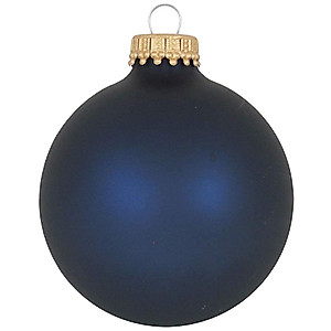Glass Christmas Tree Ornaments - 67mm / 2.63" [8 Pieces] Designer Balls from Christmas By Krebs Seamless Hanging Holiday Decor (Velvet Midnight Haze Blue)