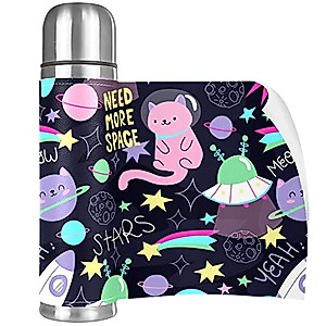 Cute Cat Need More Space Stainless Steel Water Bottle Leak-Proof, Double Walled Vacuum Insulated Flask Thermos Cup Travel Mug 17 OZ