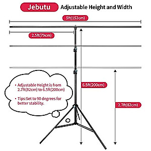 JEBUTU Green Blue Backdrop with Stand Kit 5 x 6.5 Ft, Double-sided Reversible Green Blue Screen with Portable T-Shaped Photograph Background Stand,5 Backdrop Clips for Video,TikTok,YouTube,Zoom,Gaming