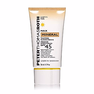 Peter Thomas Roth | Max Mineral Tinted Sunscreen Broad Spectrum SPF 45 | Tinted Moisturizer with SPF, Water-Resistant Mineral Sunscreen For Sensitive Skin, 1.7 Fl Oz. (Pack of 1)