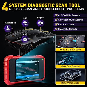 LAUNCH OBD2 Scanner CRP123E Elite, Lifetime Free WiFi Update Scan Tool, FCA Autoauth, SAS Calibration/Throttle Reset/Oil Reset Diagnostic Scanner, Multi Systems Car Scanner, Battery Test, Auto VIN