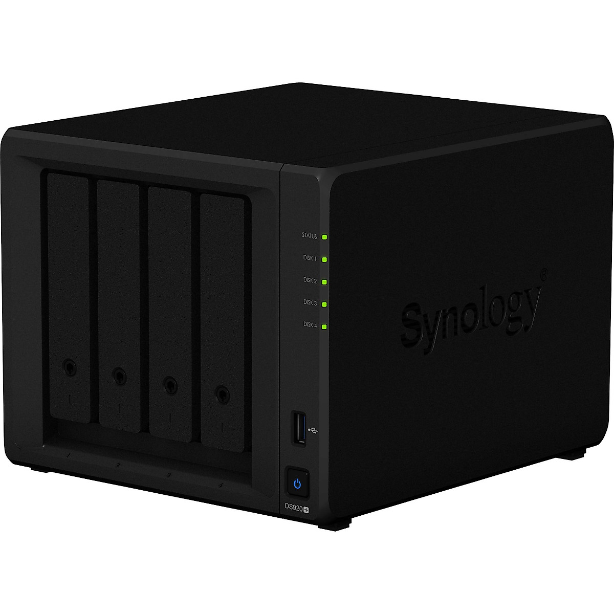 Synology DiskStation DS920+ NAS Server with Celeron 2.0GHz CPU, 8GB Memory, 16TB SSD Storage, 1TB M.2 NVMe SSD, 2 x 1GbE LAN Ports, DSM Operating System