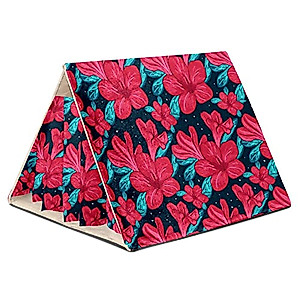 Y-DSIWX Guinea Pig House Bed, Rabbit Large Hideout, Small Animals Nest Hamster Cage Habitats Tropical Red Floral Flower