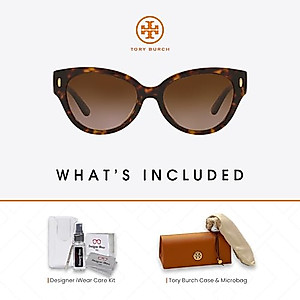 Tory Burch TY7168U 172813 52MM Dark Tortoise/Brown Gradient Cateye Sunglasses for Women + BUNDLE With Designer iWear Eyewear Kit