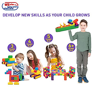 WEofferwhatYOUwant Educational Interlocking STEM Building Blocks 150 Pieces. Build Toy Accessories, Cubes, Shapes and More for Ages 3 Year and Up