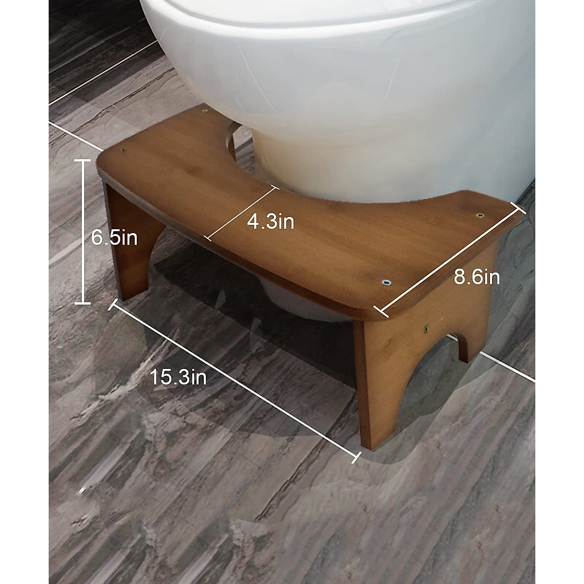 Squatting Toilet Stool for Adults, 6.5" Toilet Stool Squat Adult for Bathroom,Bamboo Potty Stool with Non-Slip Mat Toilet Step Stool - Halloween Decorations Healthy Gifts for Adults Kids Seniors.Brown