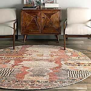 nuLOOM Hermina Flatweave Tribal Jute Area Rug, 6' Round, Multi