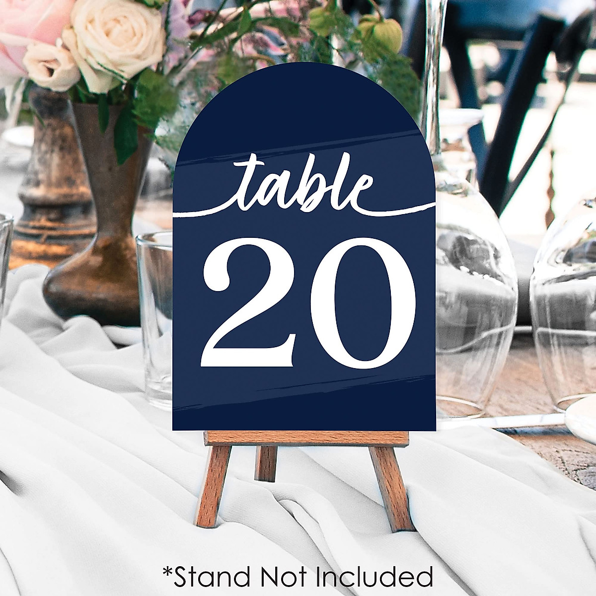 Big Dot of Happiness Navy Blue Elegantly Simple - Wedding Receptions, Parties or Events Double-Sided 5 x 7 inches Cards - Table Numbers - 1-20