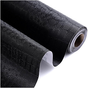 Kimhan Black Peel and Stick Wallpaper Removable Crocodile Wallpaper Self Adhesive Embossed Easy Peel Off Wallpaper Contact Paper Textured Wallpaper for Cabinet Bedroom 15.7" X 78.7"