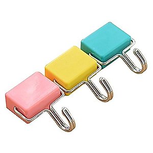 totalElement All-Purpose Strong Magnetic Hooks, Pastel Pink, Yellow, Blue, 3-Pack