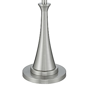 360 Lighting Karl Modern Industrial Floor Lamp Standing 63.75" Tall Brushed Nickel Silver Classic Metal White Tapered Drum Shade Decor for Living Room Reading House Bedroom Family Home