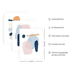 HAUS AND HUES Abstract Painting - Set of 3 Modern Abstract Wall Art, Boho Art Wall Decor, Abstract Artwork, Neutral Wall Art, Abstract Art, Minimalist Wall Art, Abstract Decor (Framed Black 12x16)