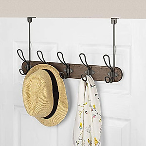 Spectrum Diversified Millbrook Over The Door Hat & Coat 5 Hanger Rack for Mudroom, Closet & Entryway Storage Hook, Pegs for Kitchen & Bathroom, Coffee/Industrial Gray