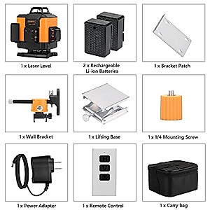 OMMO Laser Level, 16 Lines Green Laser Level Self Leveling Tool, 150ft Cross Line Laser Beam Tool, Two Vertical and Two Horizontal Lines with Wall Bracket/Remote Controller (16 Lines)