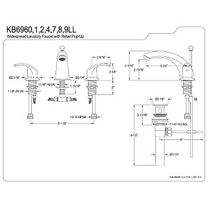 Kingston Brass KB6967LL Legacy Widespread Bathroom Faucet, 8-Inch Adjustable Center, Brushed Brass