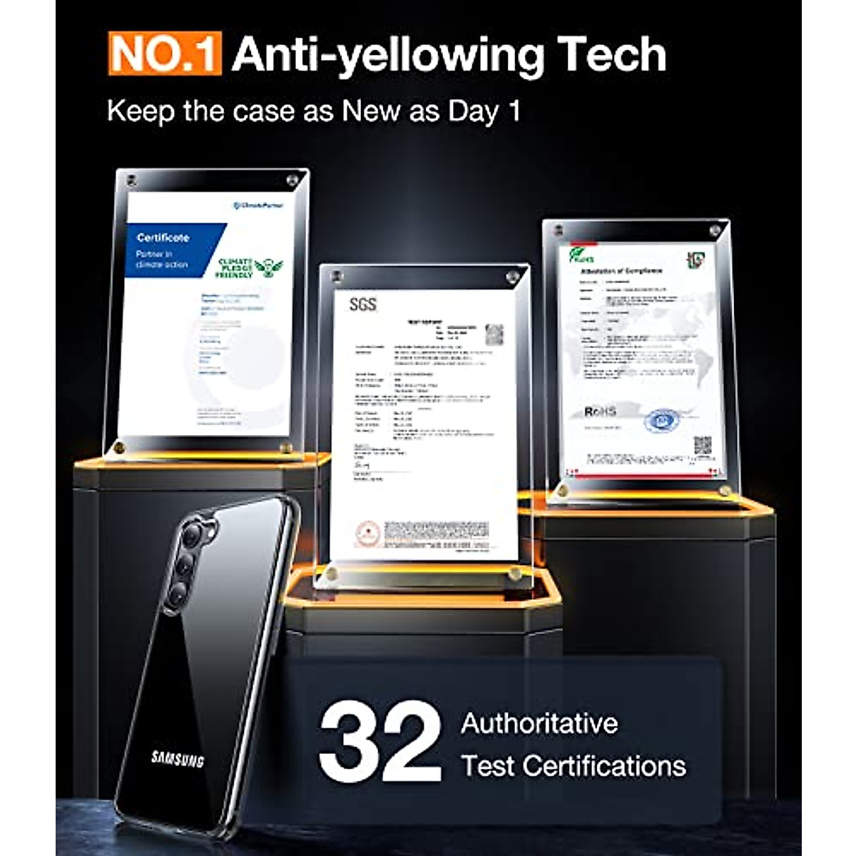 TORRAS Diamond Clear Compatible for Samsung Galaxy S23+ Plus Case 6.6 inch, Non-Yellowing, Shockproof Protective Military Grade Drop Tested, Hard Back Slim Thin Clear Case for S23 Plus 2023, Clear