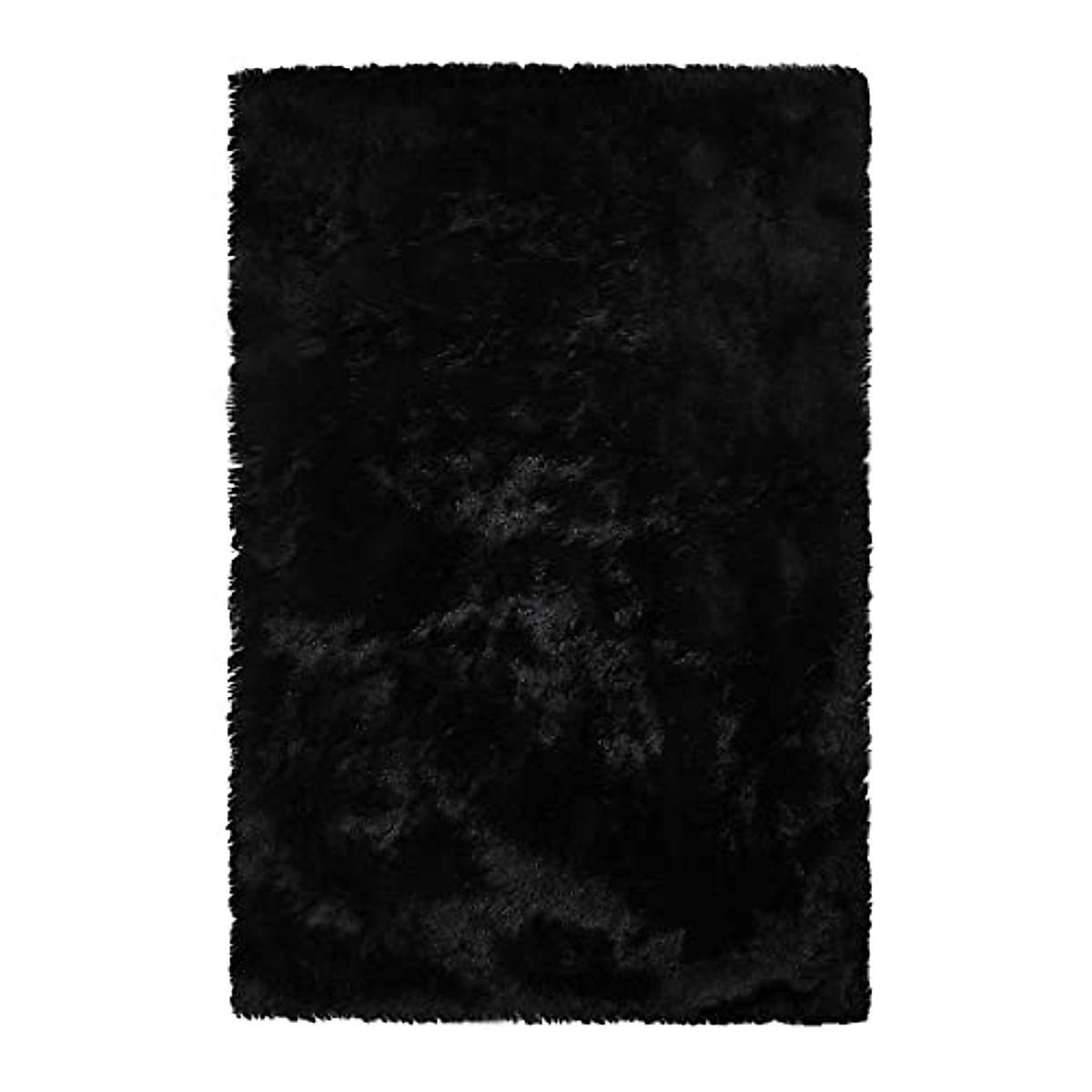GlowSol Shag Area Rug for Living Room Soft Fuzzy Area Rug Thick Faux Fur Rug Luxury Fluffy Area Rug High Pile Carpet Baby Care Crawling Carpet, Black, 5×8 Feet