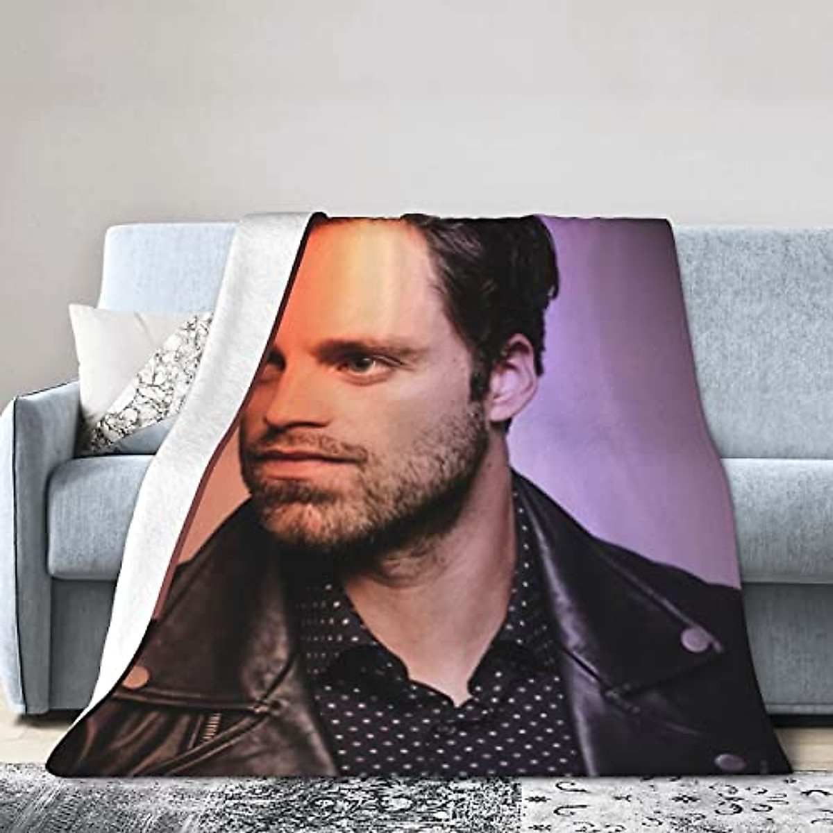 Sebastian Stan Ultra Soft Micro Fleece Blanket All Season Fuzzy Warm Throw Blanket for Sofa Chair Couch Bed
