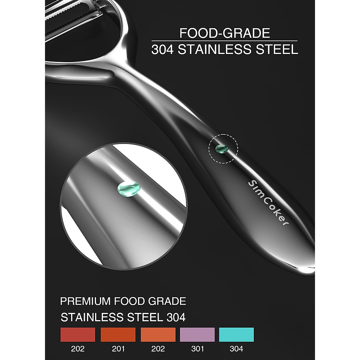 SimCoker Vegetable Peeler For Kitchen, Premium Potato Peelers 304 Stainless Steel, Ultra Sharp Blade, Ergonomic Non-Slip Handle, 5 Years Of Warranty…