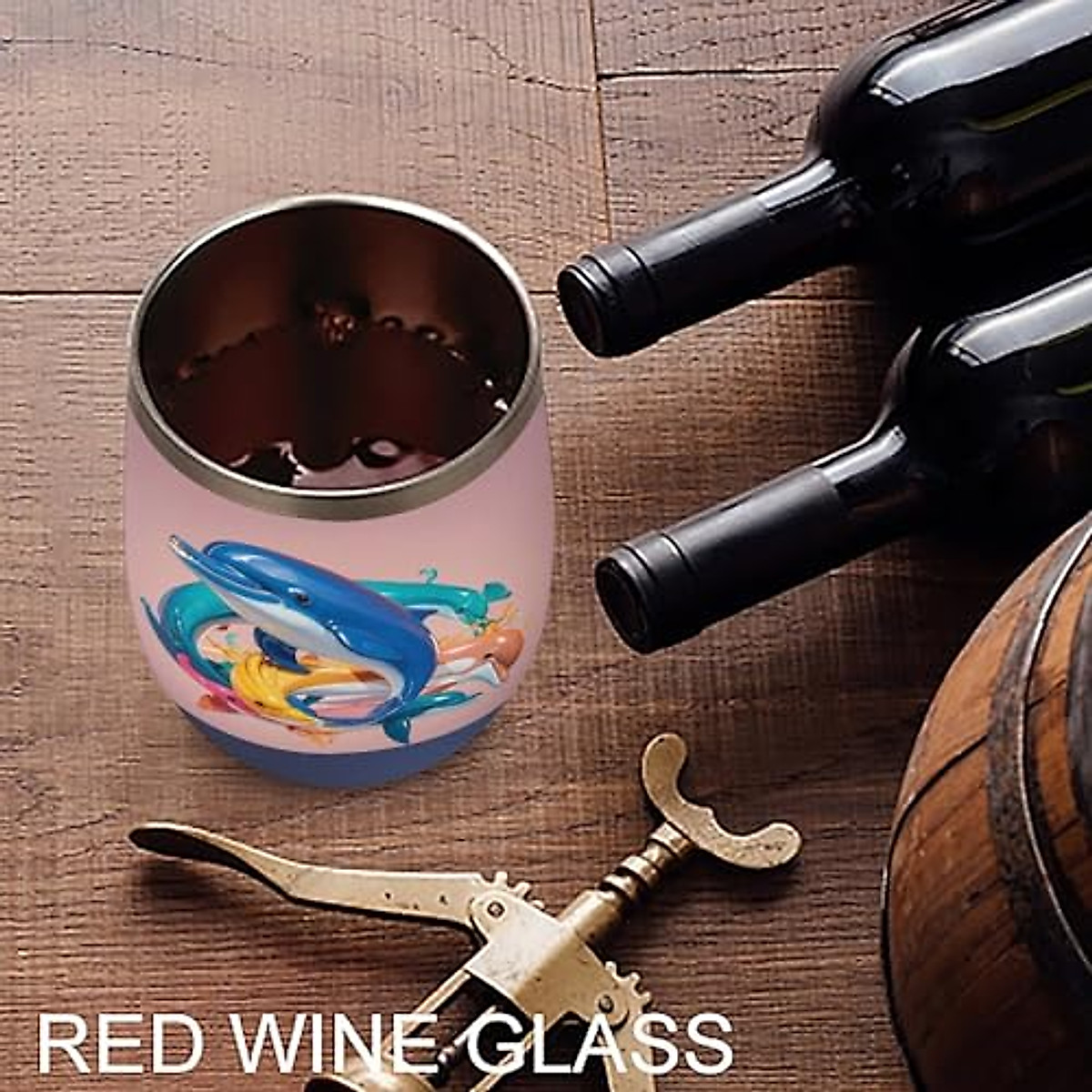 OPTKSNCU 304 Stainless Steel Insulated Cup with Lid, Abstract Animal Dolphin Print Durable, And Easy to Clean – Ideal for Home, Office, And Gift Giving