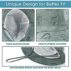 Baby Sun Hat UPF 50+ Sun Protective Toddler Bucket Hat Summer Kids Beach Hats Wide Brim Outdoor Play Hat for Boys Girls Sea Blue 0-6 Months