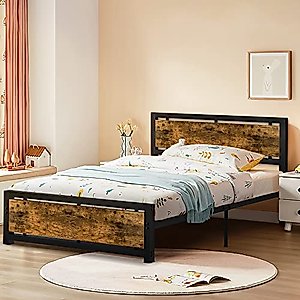 Pliwier Bed Frame with Headboard and Footboard, 13 Heavy Duty Bed Slats, 13 Sturdy Legs Support, No Box Spring Needed, Noise Free, Easy Assembly