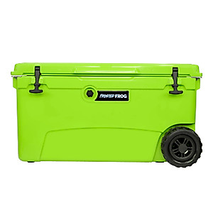 Frosted Frog Original Green 70 Quart Ice Chest Heavy Duty High Performance Roto-Molded Commercial Grade Insulated Cooler with Wheels