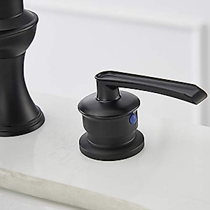 BATHLAVISH Matte Black Bathroom Faucet 3 Hole Waterfall Widespread with Pop Up Drain Farmhouse 8 Inch 2-Handle with Overflow Vanity Sink Lavatory Matte 3 Piece Set