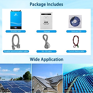 SUNGOLDPOWER 6000W 48Vdc Hybrid Solar Inverter Input 240V Output 120/240V Split Phase Pure Sine Wave Inverter MPPT 120A Solar Charger and 120A AC Charger Batteryless BluePower TP6048